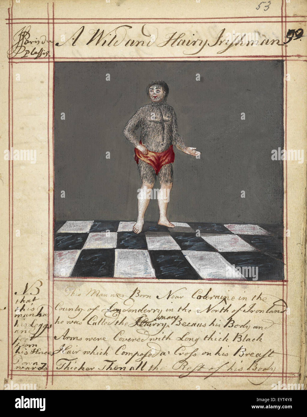 An illustration from 'Drawings of Human Prodigies', showing a depiction ...