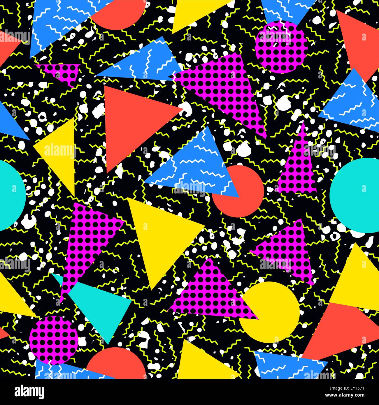 Retro vintage 80s memphis fashion style seamless pattern illustration ...