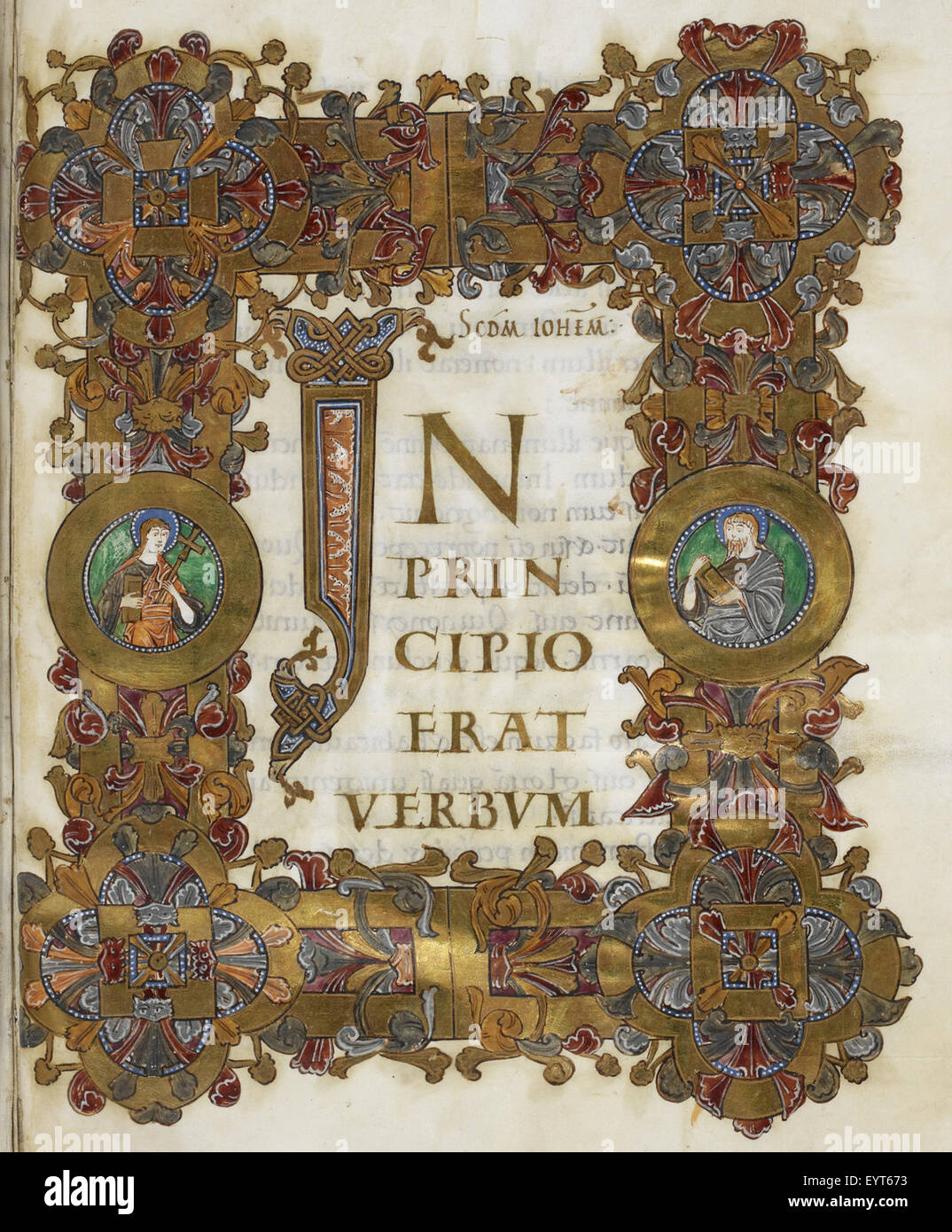 An illuminated manuscript depicting the opening of St John's Gospel ...
