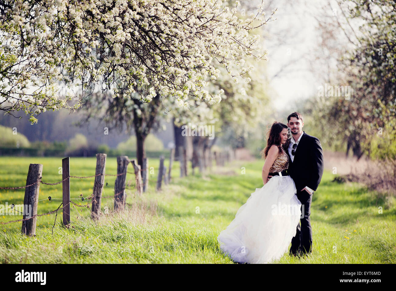 Bridal couple, spring, nature Stock Photo - Alamy