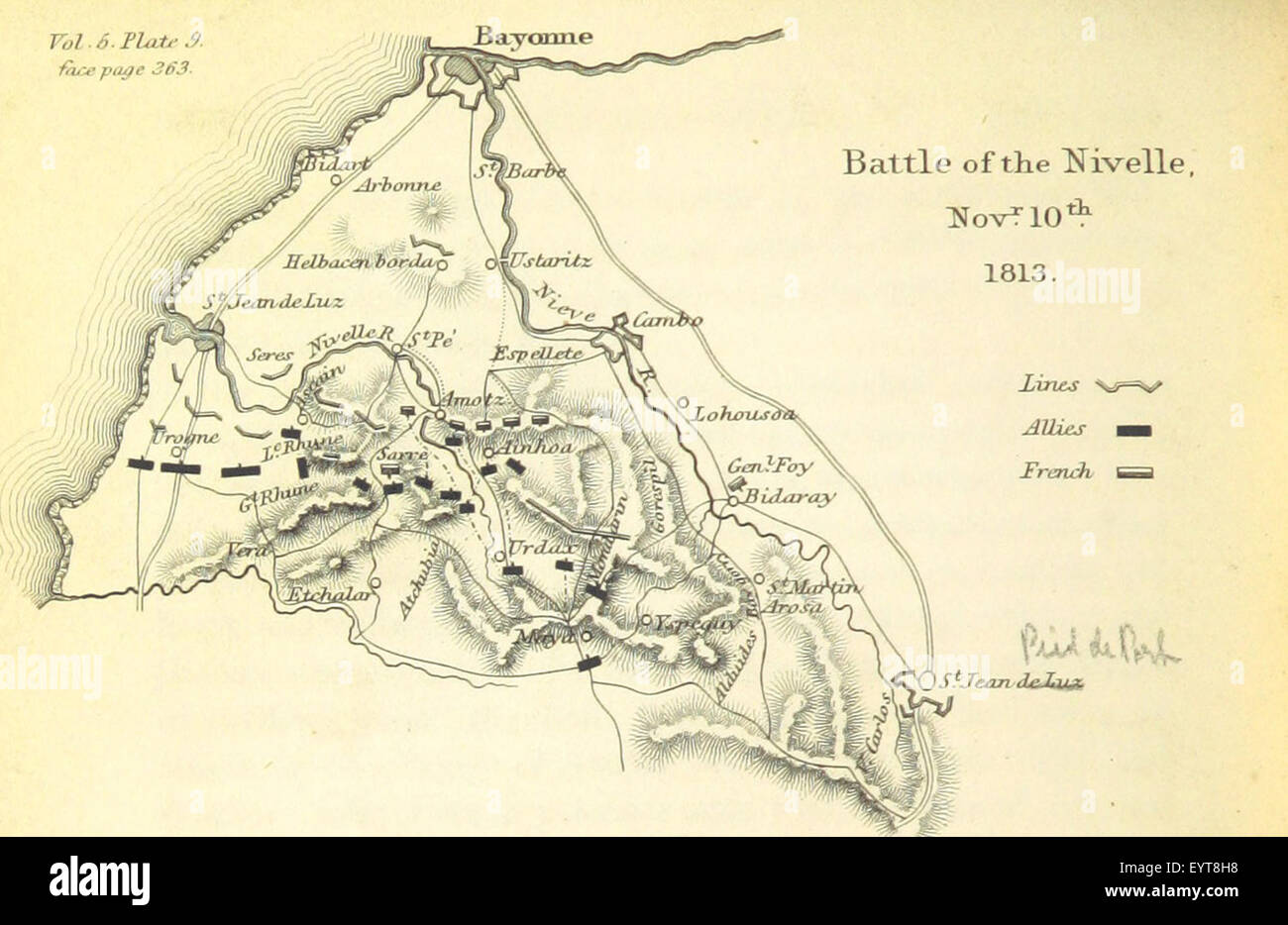 A map extracted from the 'History of the War', illustrating key ...