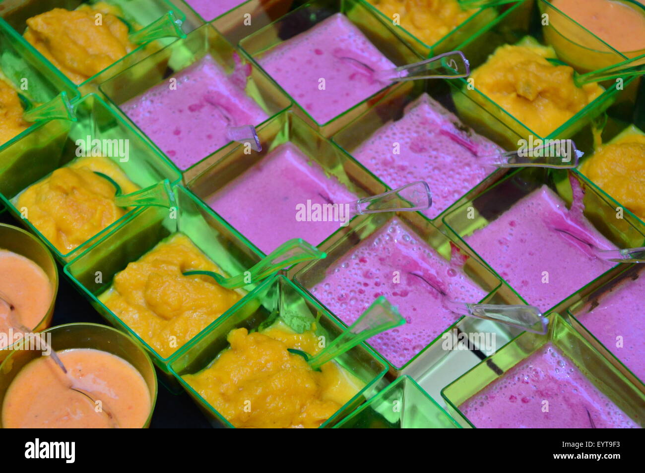 Colorful little glasses of food, mixed vegetables.verrine Stock Photo ...