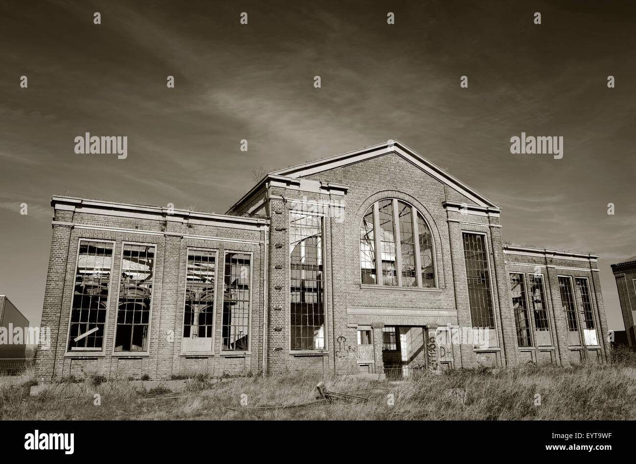 sepia coloured picture of a ruinoused industrial building, Germany ...