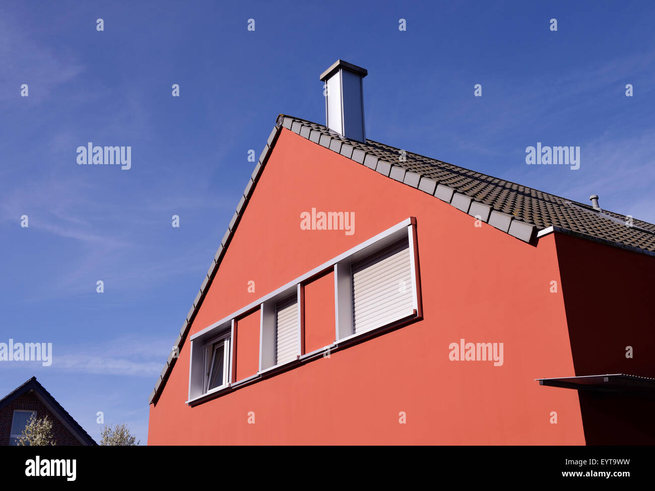 Red house, Germany, North Rhine-Westphalia, Mönchengladbach Stock Photo ...
