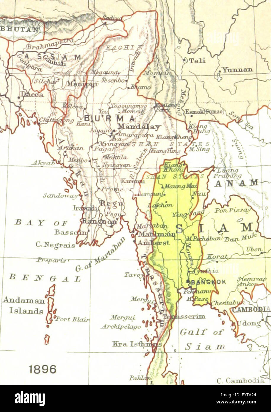 Map of burma vintage hi-res stock photography and images - Alamy