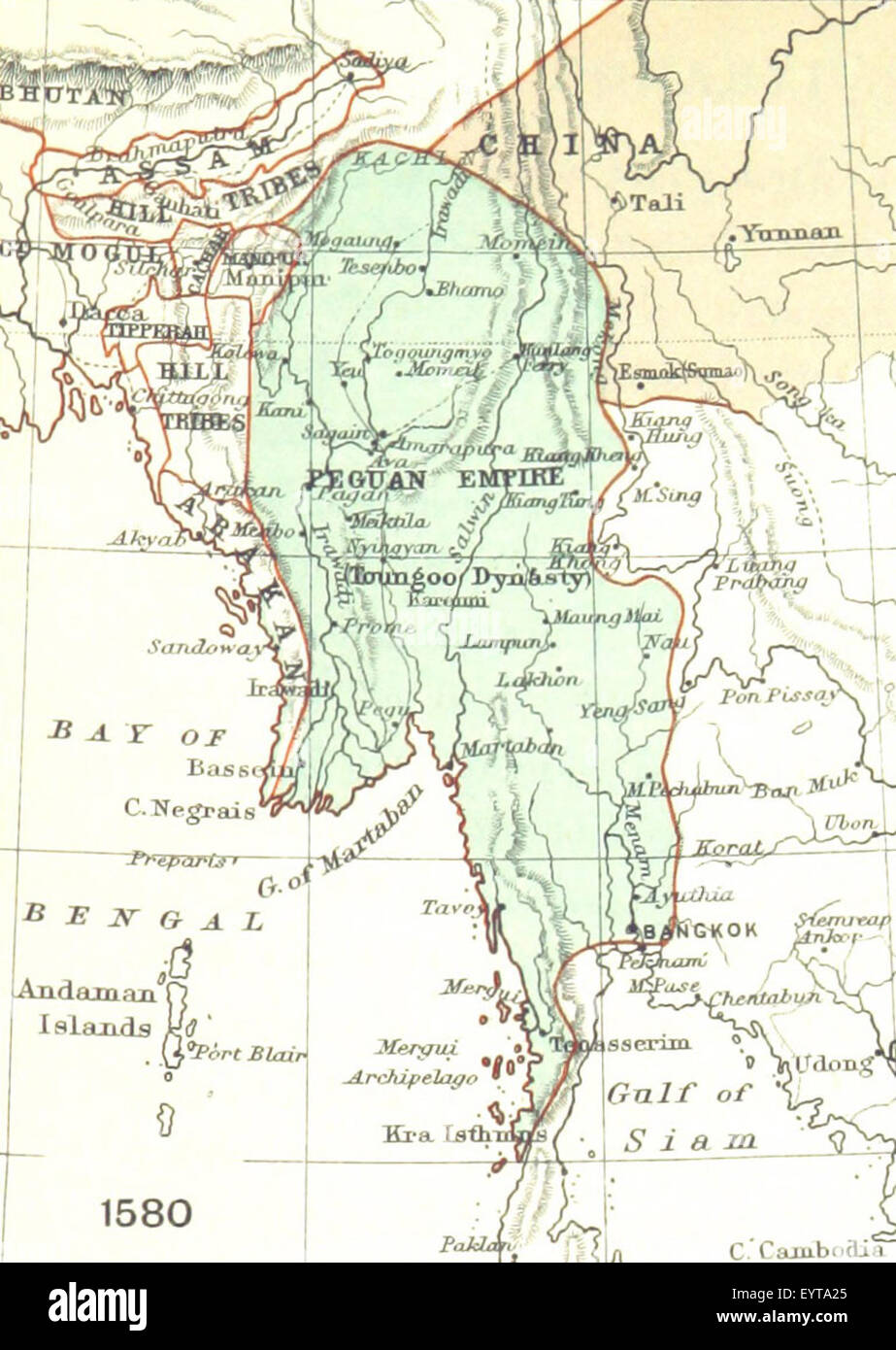 A map extracted from 'Picturesque Burma', depicting the landscape and ...