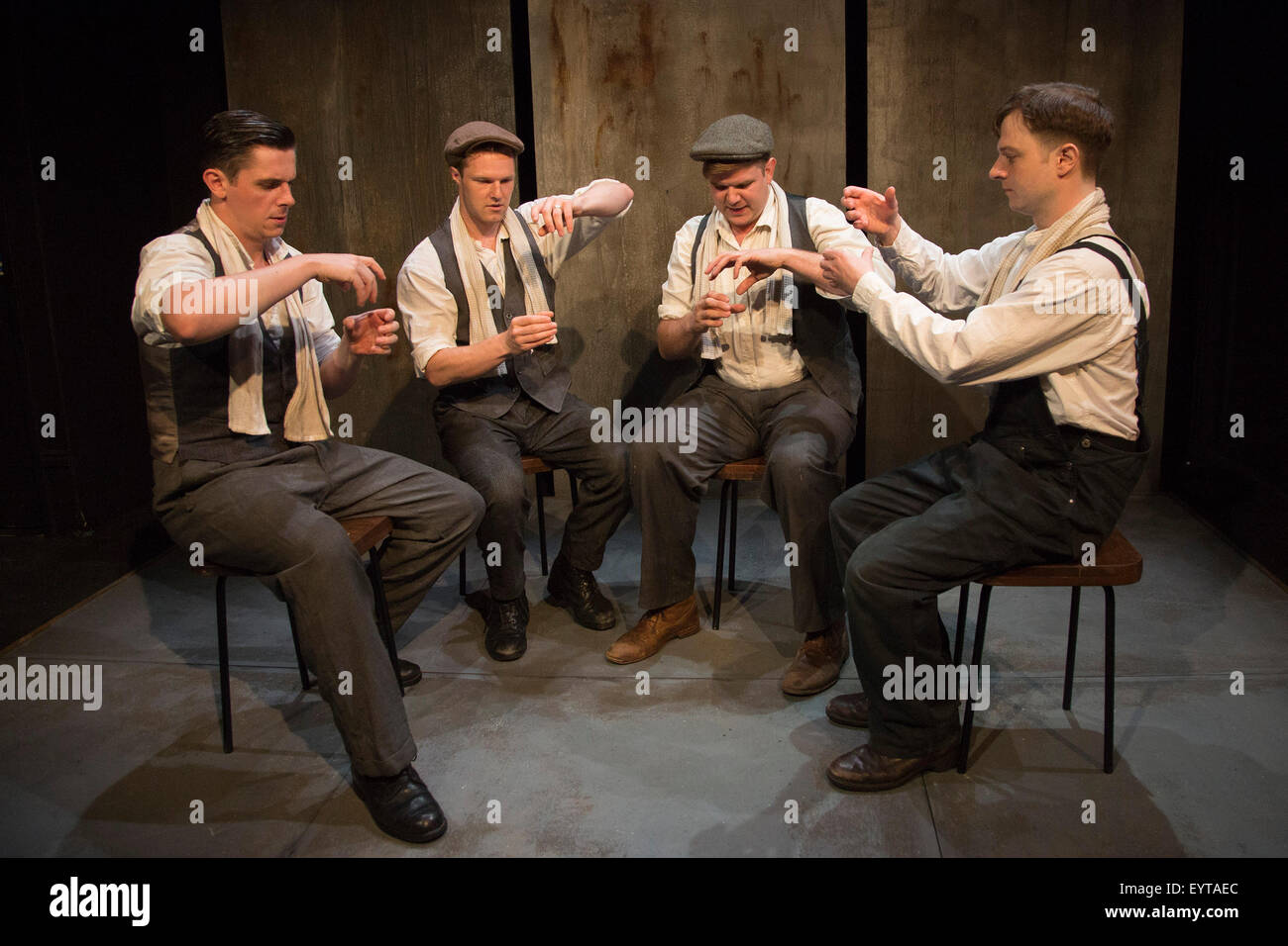 L-R: James Wallwork as Arthur, Paul Tinto as Phil, Kieran Knowles as ...