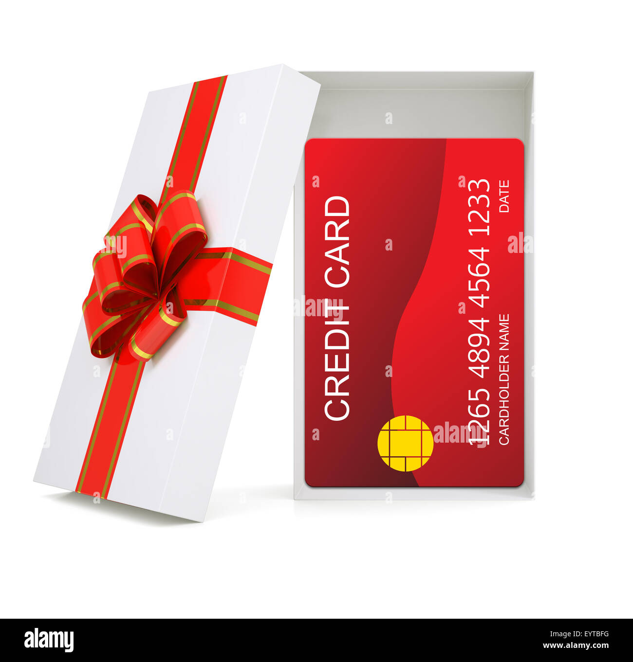 Credit card in gift box on white Stock Photo - Alamy