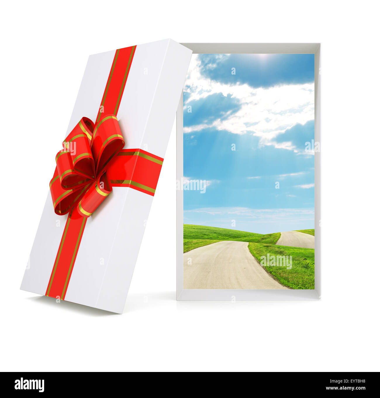Landscape in gift box Stock Photo - Alamy
