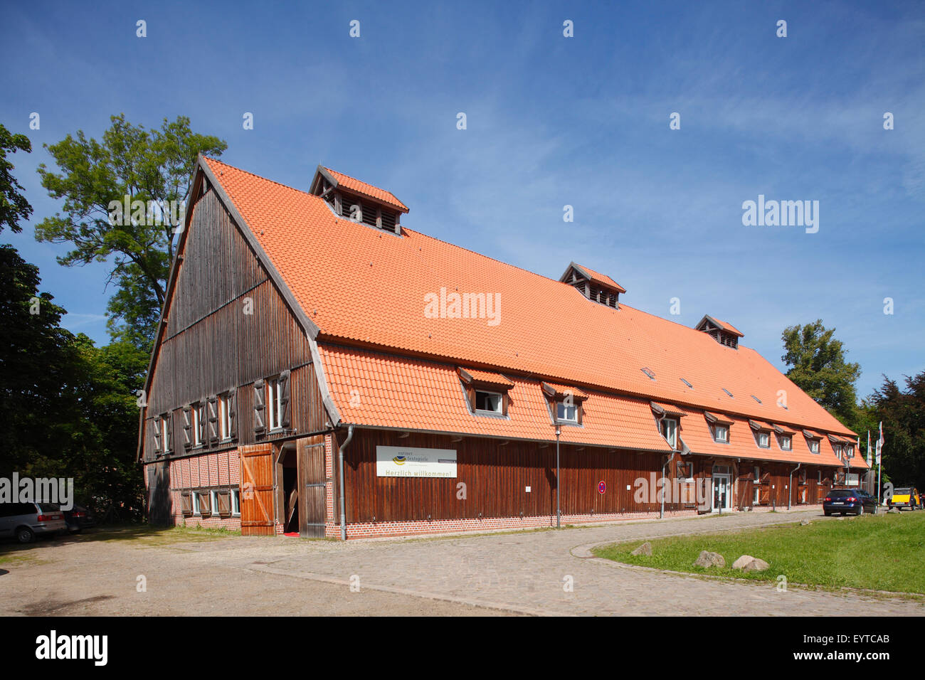 Germany, Schleswig-Holstein, Eutin, opera barn with the castle garden ...