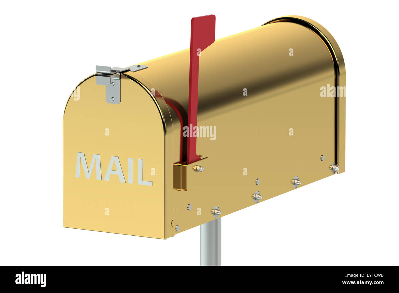 Gold Mailbox isolated on white background Stock Photo - Alamy