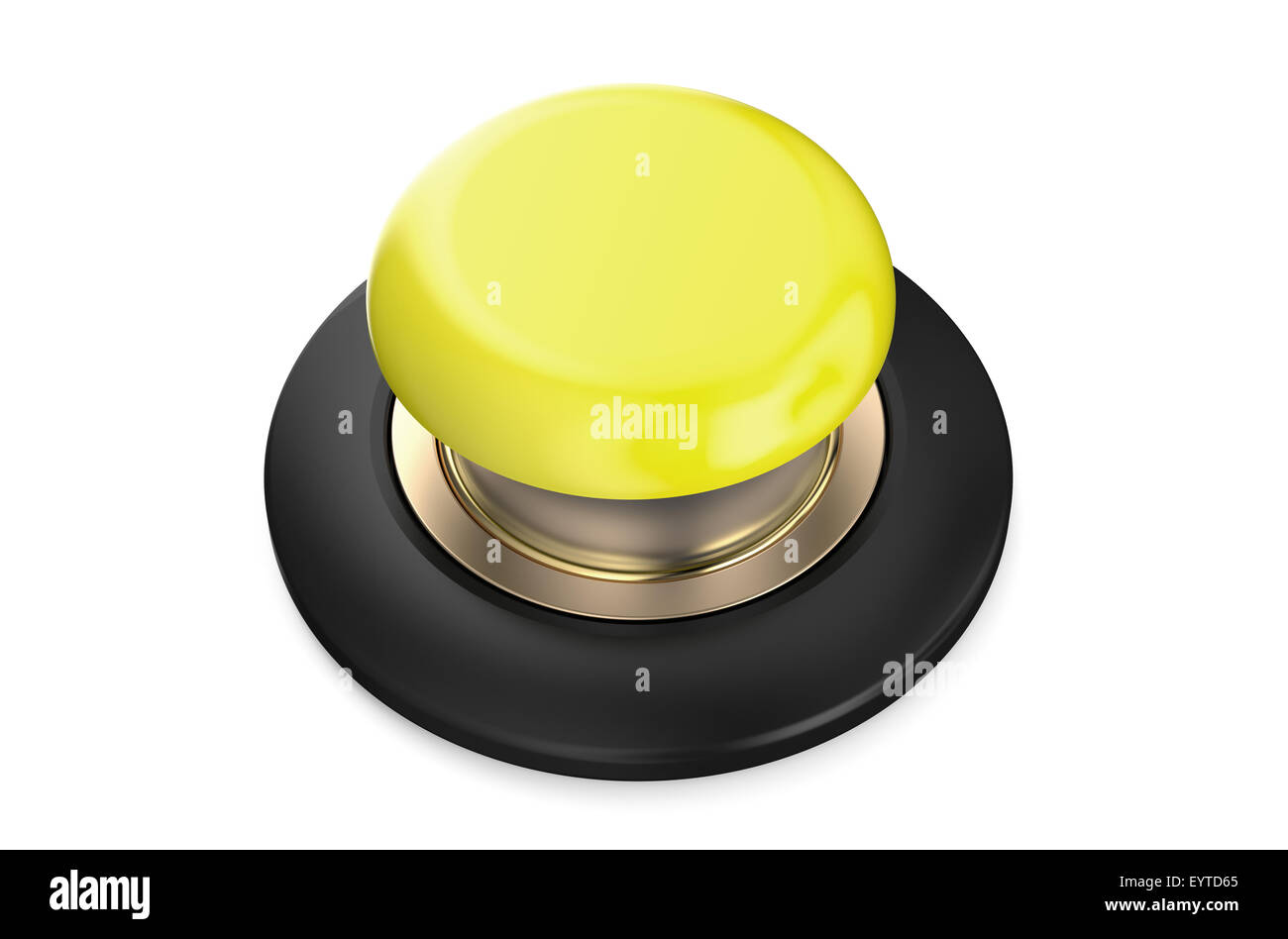 yellow push button isolated on white background Stock Photo - Alamy