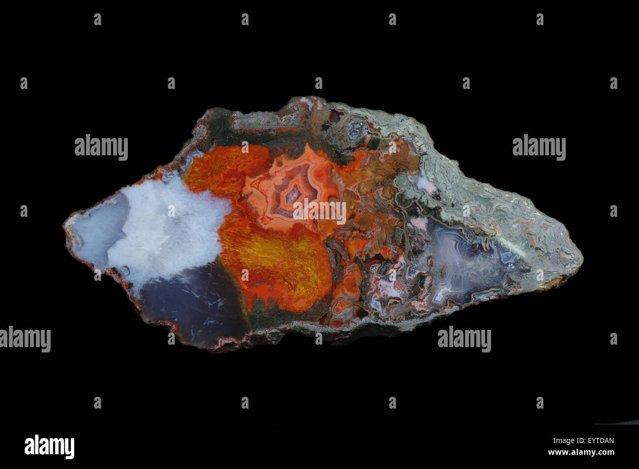 Agate. A cross section of agate stone on a black background - isolated ...