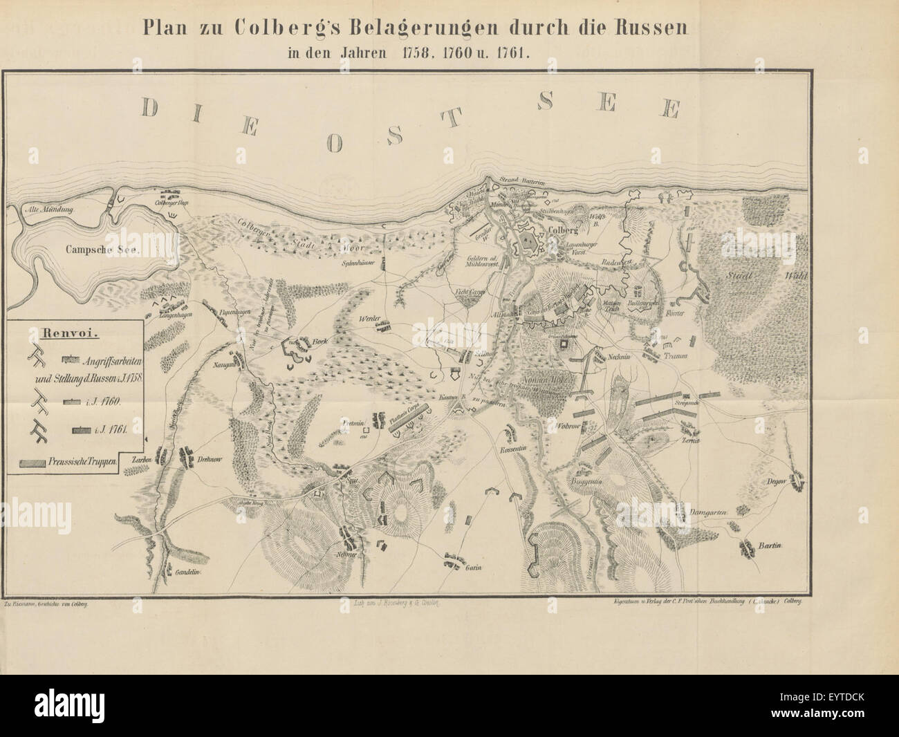 An illustration from 'Geschichte der Stadt Colberg', showing a map or ...