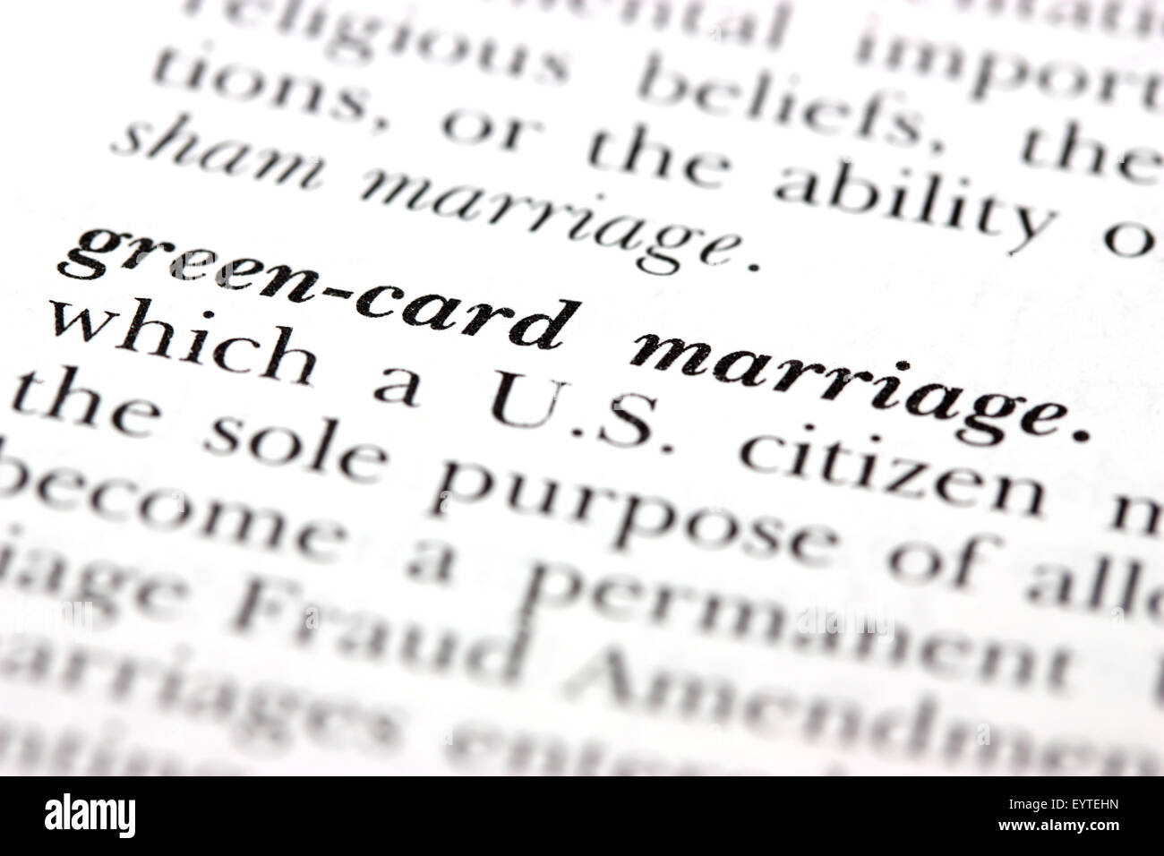 Dictionary word Green-card marriage Stock Photo - Alamy