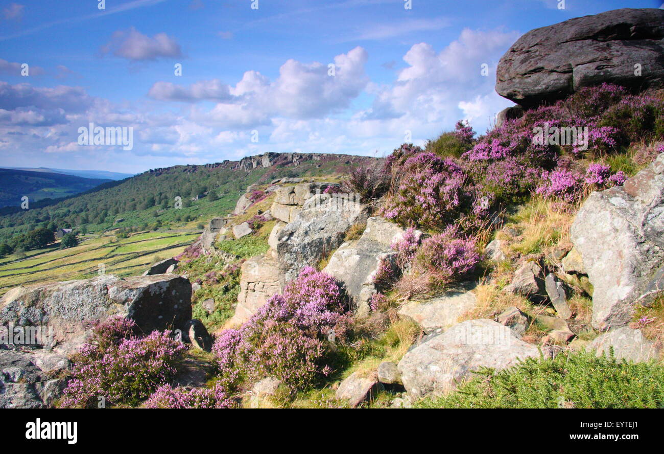 View across Baslow Edge and Curbar Edge in the Peak District National ...