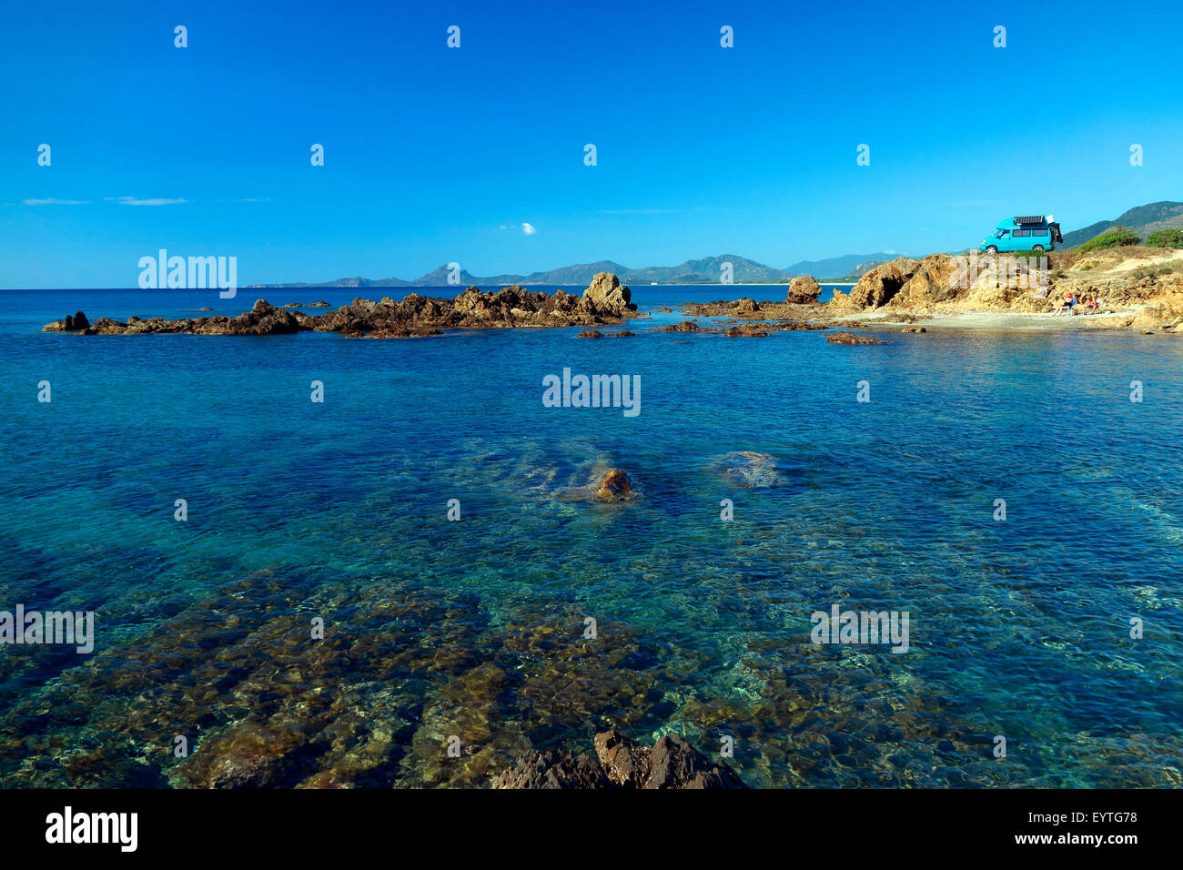 Italy, Sardinia, Porto Corallo, Villaputzu, coast, camper Stock Photo ...