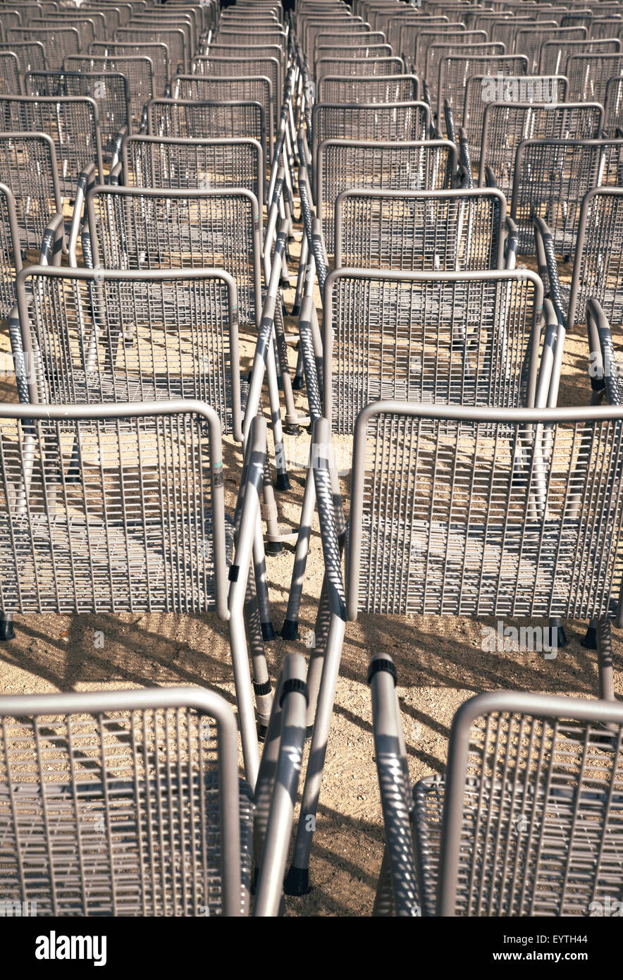 Chairs, row, metal, Blank Stock Photo - Alamy