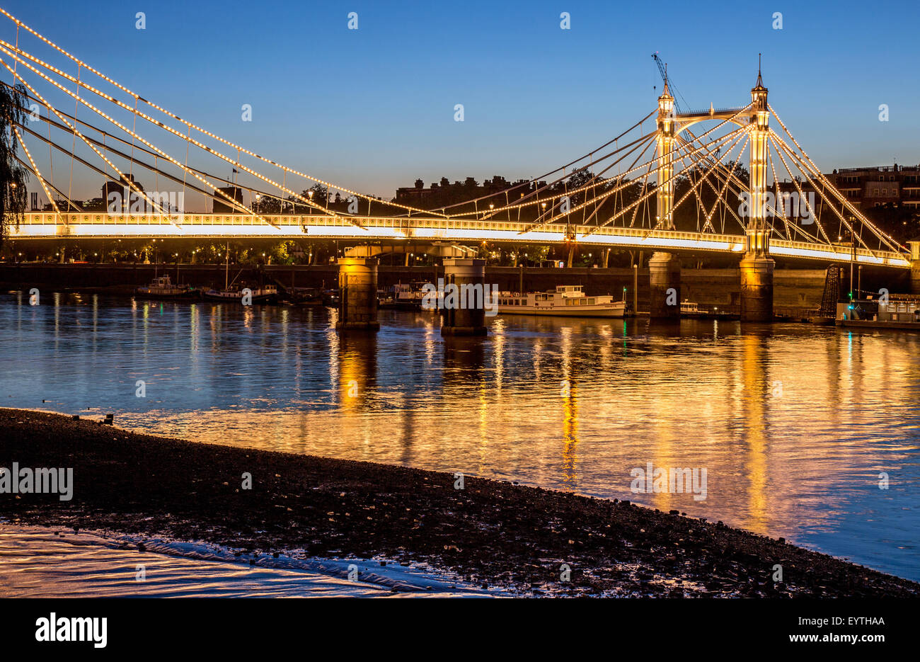 Albert Bridge from Battersea Park at Night London UK Stock Photo - Alamy