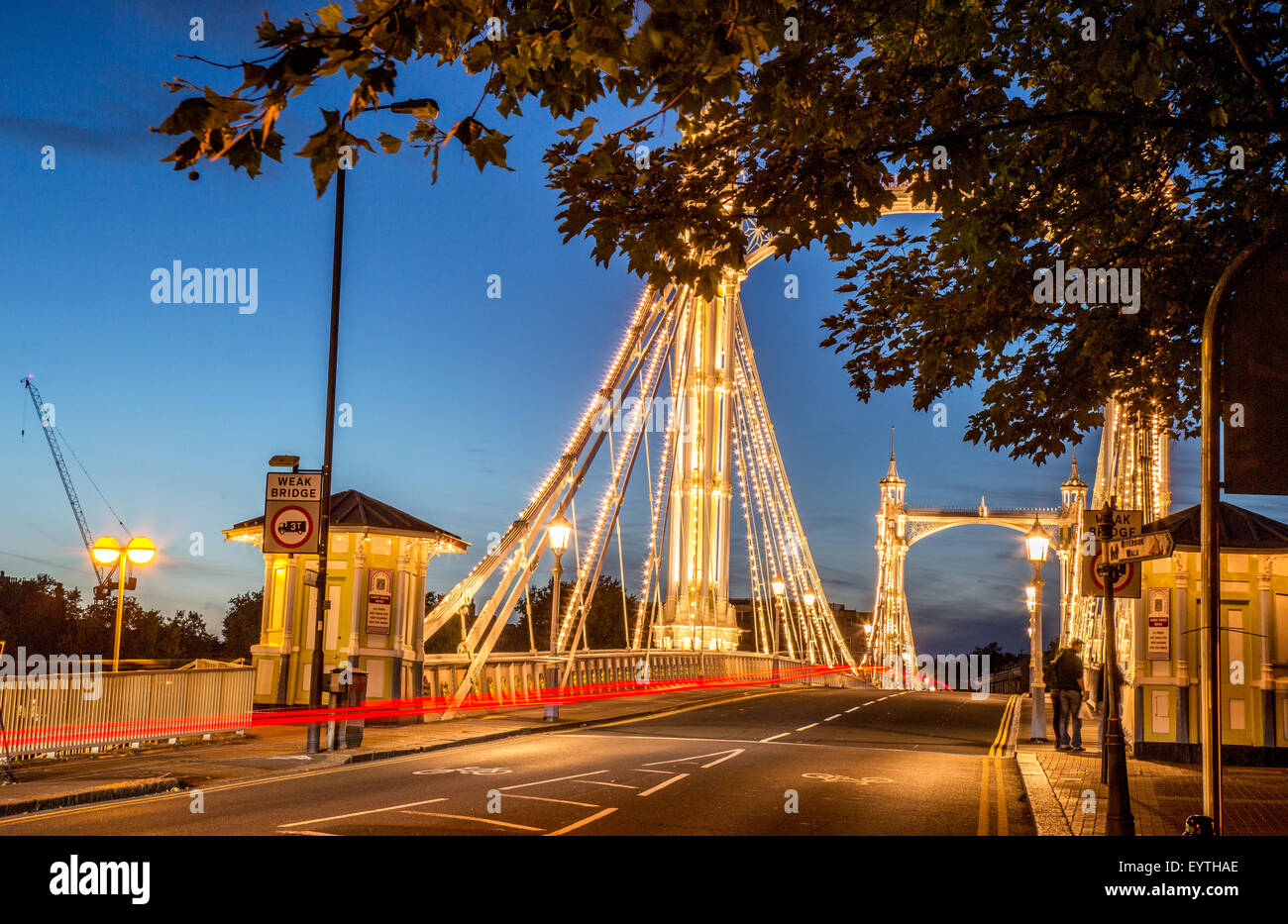 Albert Bridge from Battersea Park at Night London UK Stock Photo - Alamy
