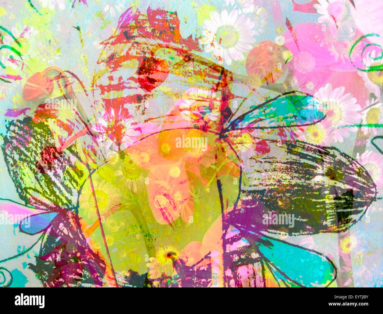 naively painted multicoloured imagination, blossom, flowers, Composing ...