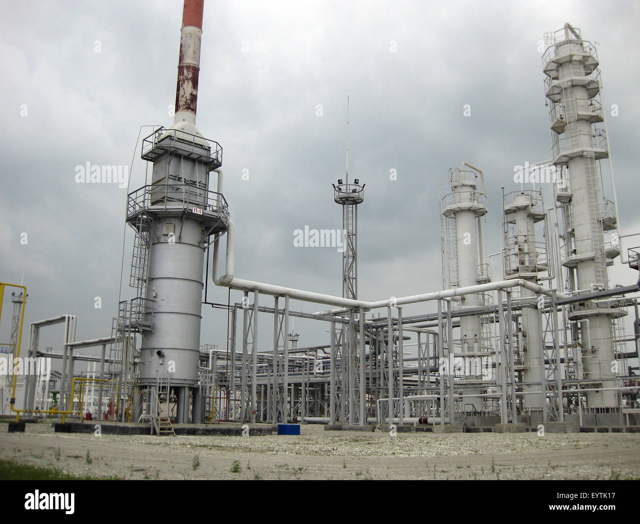 Oil refinery. Equipment for primary oil refining Stock Photo - Alamy