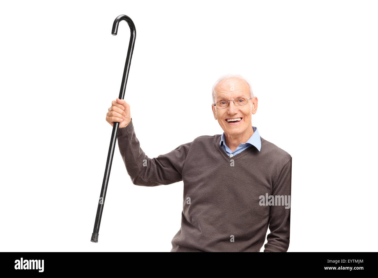 Senior man leaning on cane hi-res stock photography and images - Alamy