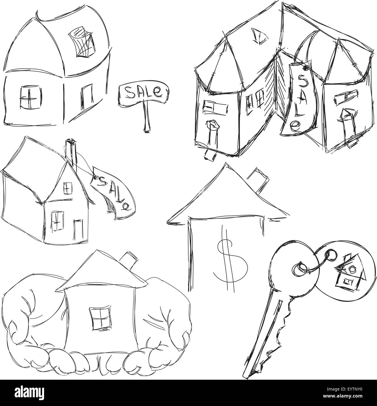 Drawn houses with key Stock Vector Image & Art - Alamy