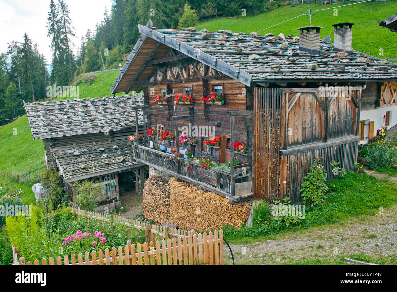 classical South Tyrolean mountain farm Stock Photo - Alamy