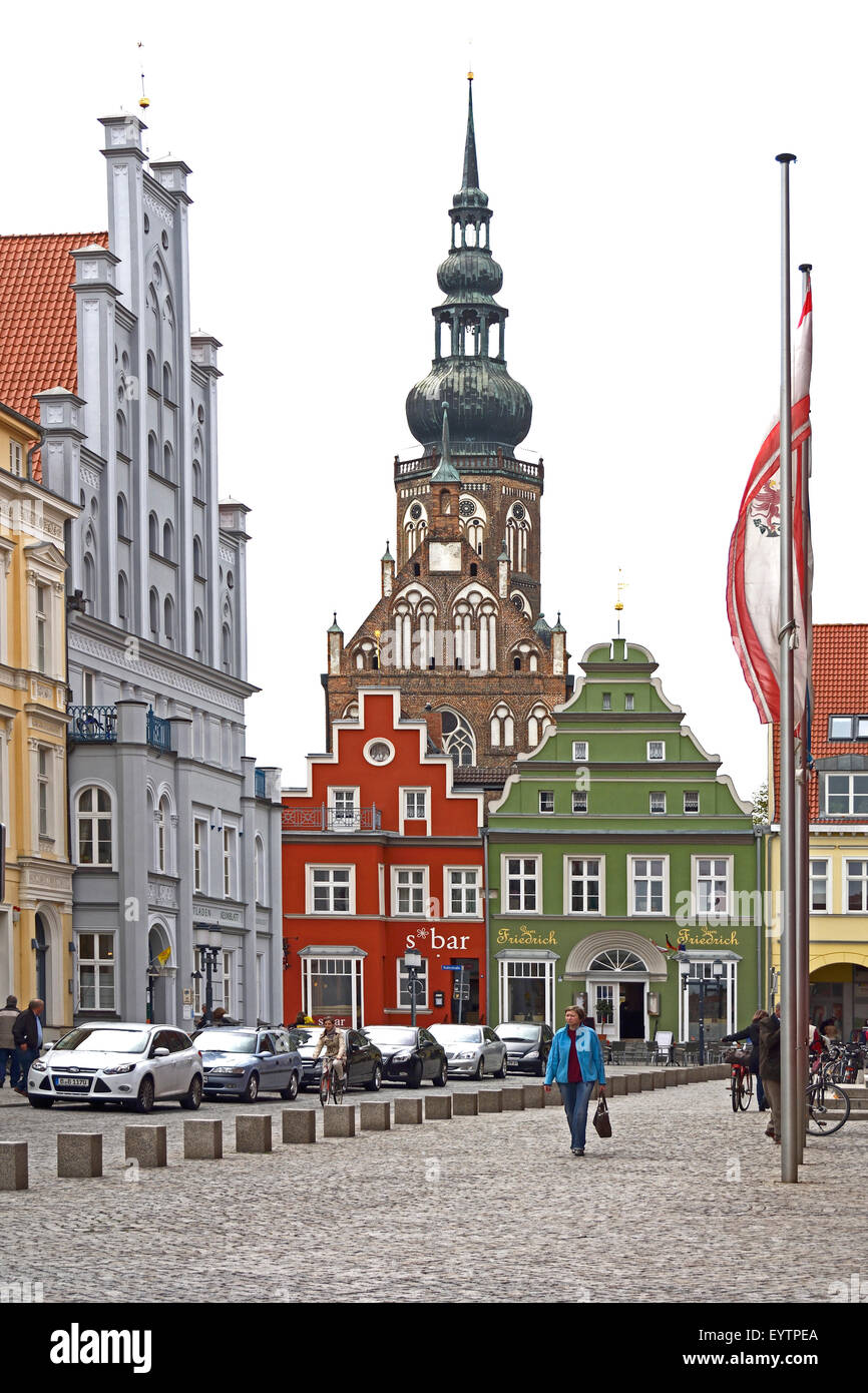 Gabled houses church tower hi-res stock photography and images - Alamy