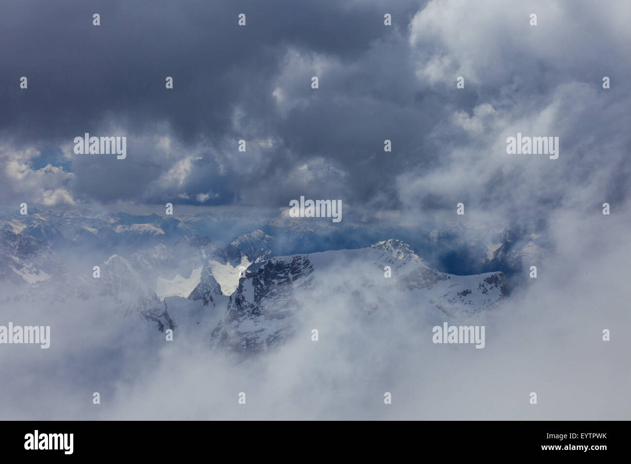 Zugspitze, snow, winter, mountains, the Alps, view, Bavaria, Germany ...