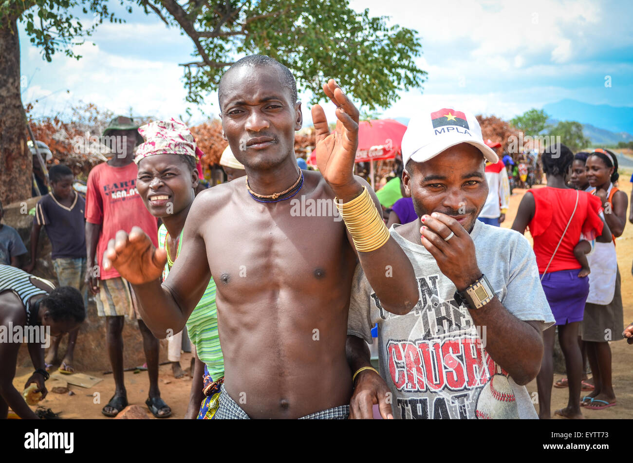 Mucubal people of Angola, at a market in the Namibe province Stock ...