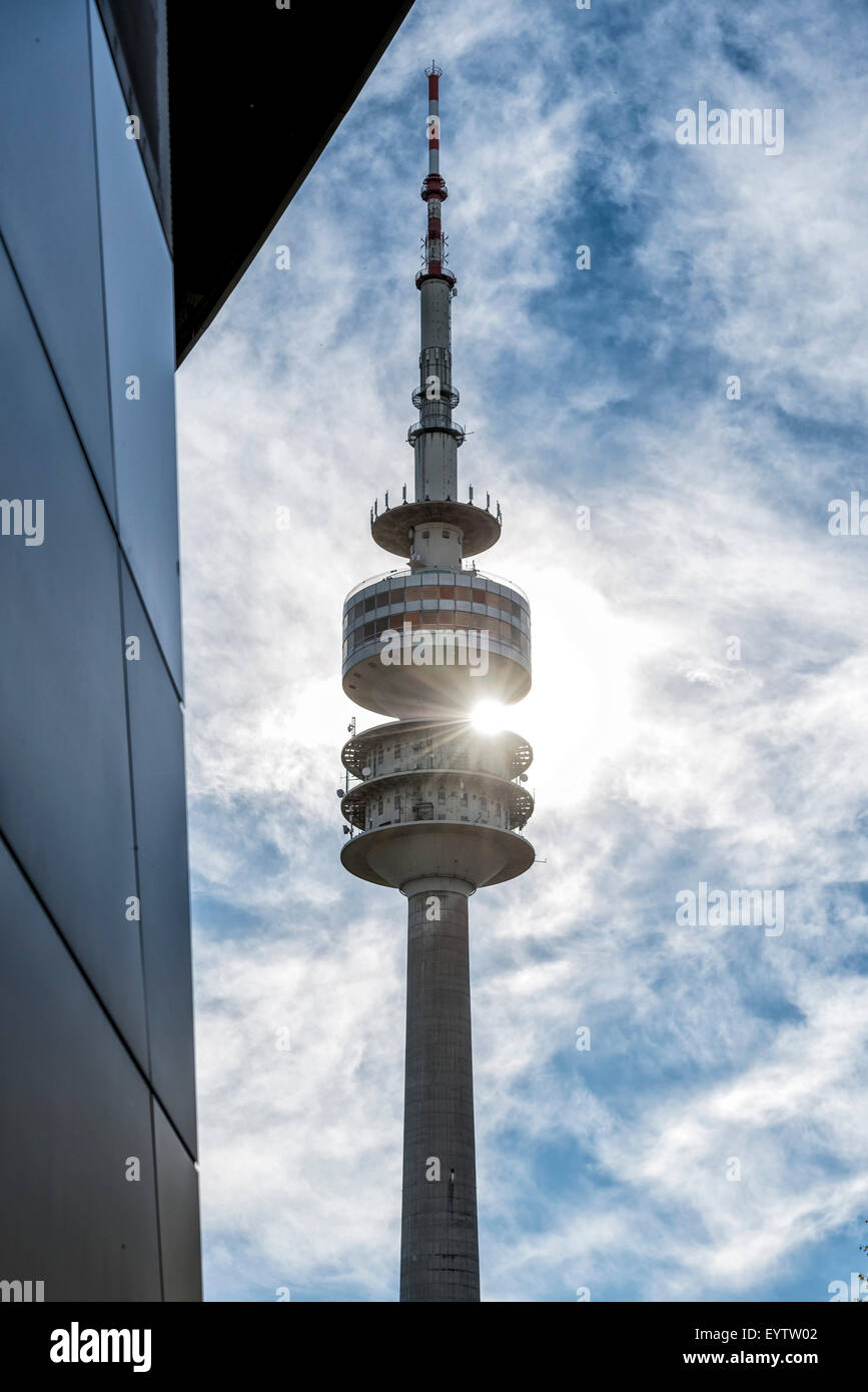 Munich, Bavaria, Germany, communication tower in the back light Stock ...
