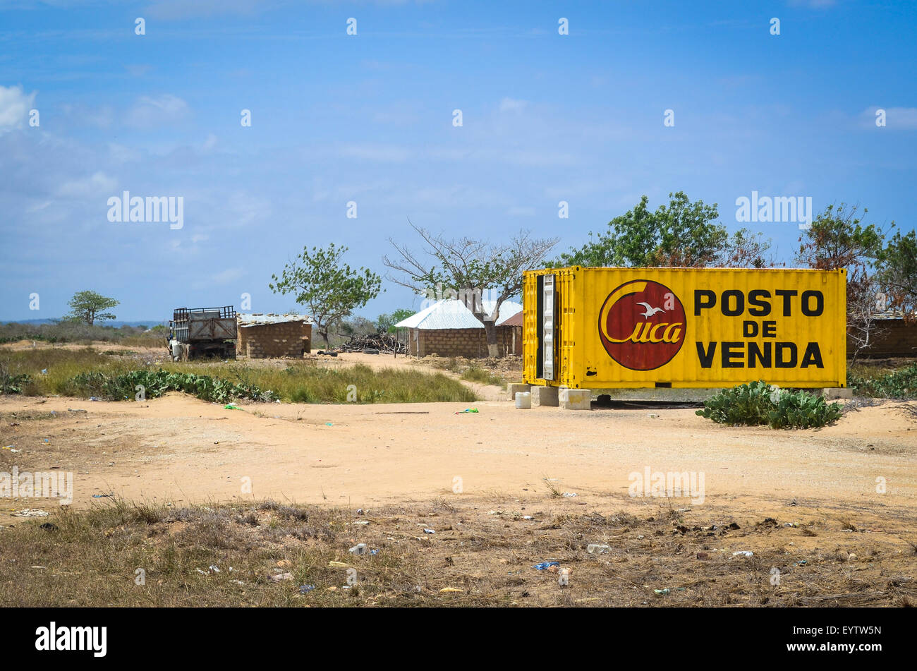 Cuca (beer brand) container used as a retail shop in Angola (small ...