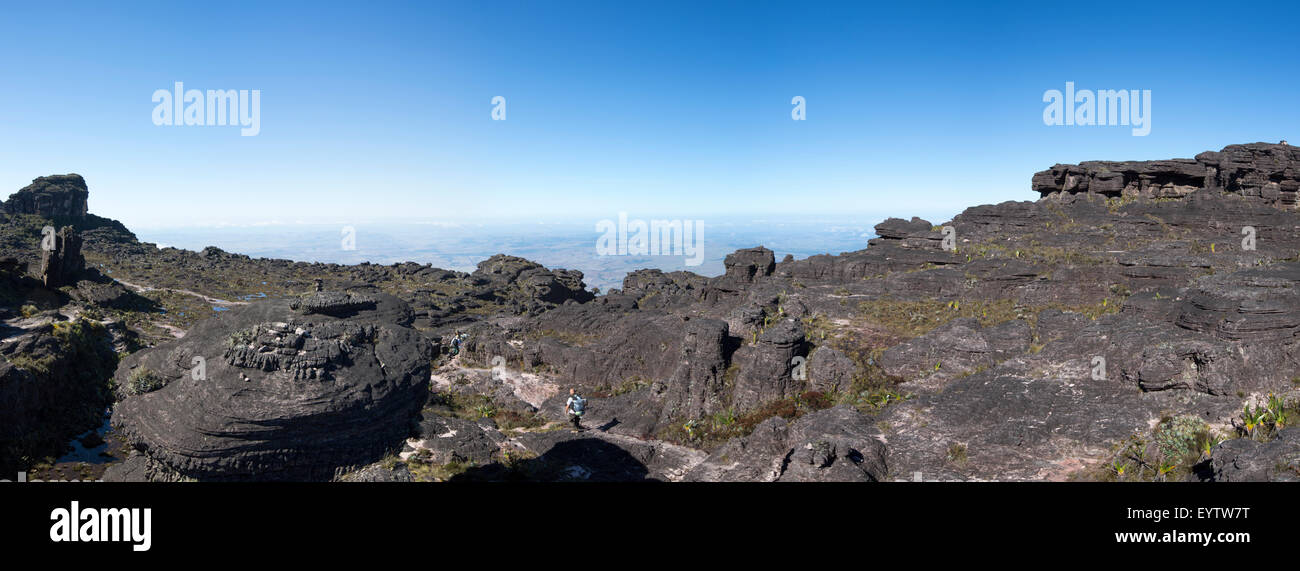 Landscape at the top of Mount Roraima in the morning with blue sky ...