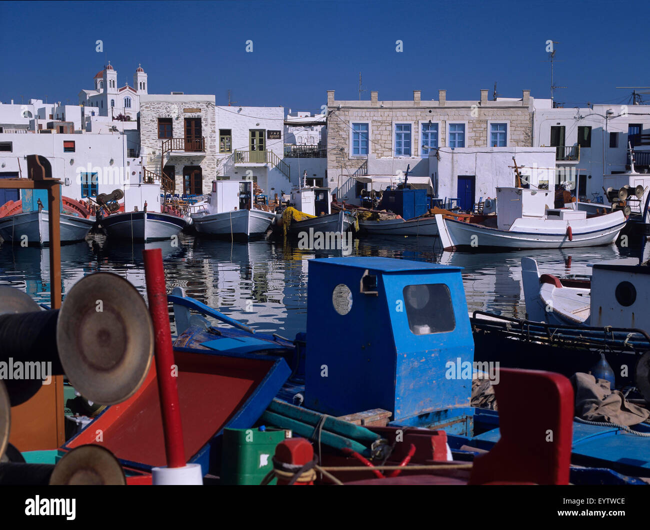 Harbour of Naussa, Paros Stock Photo - Alamy