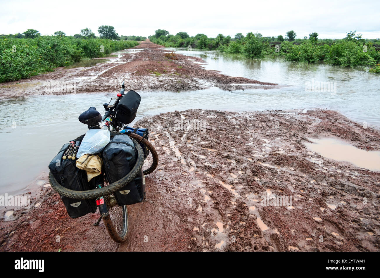 Flooded roads after the rain in Angola and difficulty to travel Stock ...