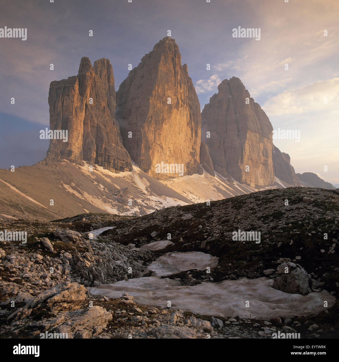 Three merlons, nature reserve Sextner the Dolomites Stock Photo - Alamy