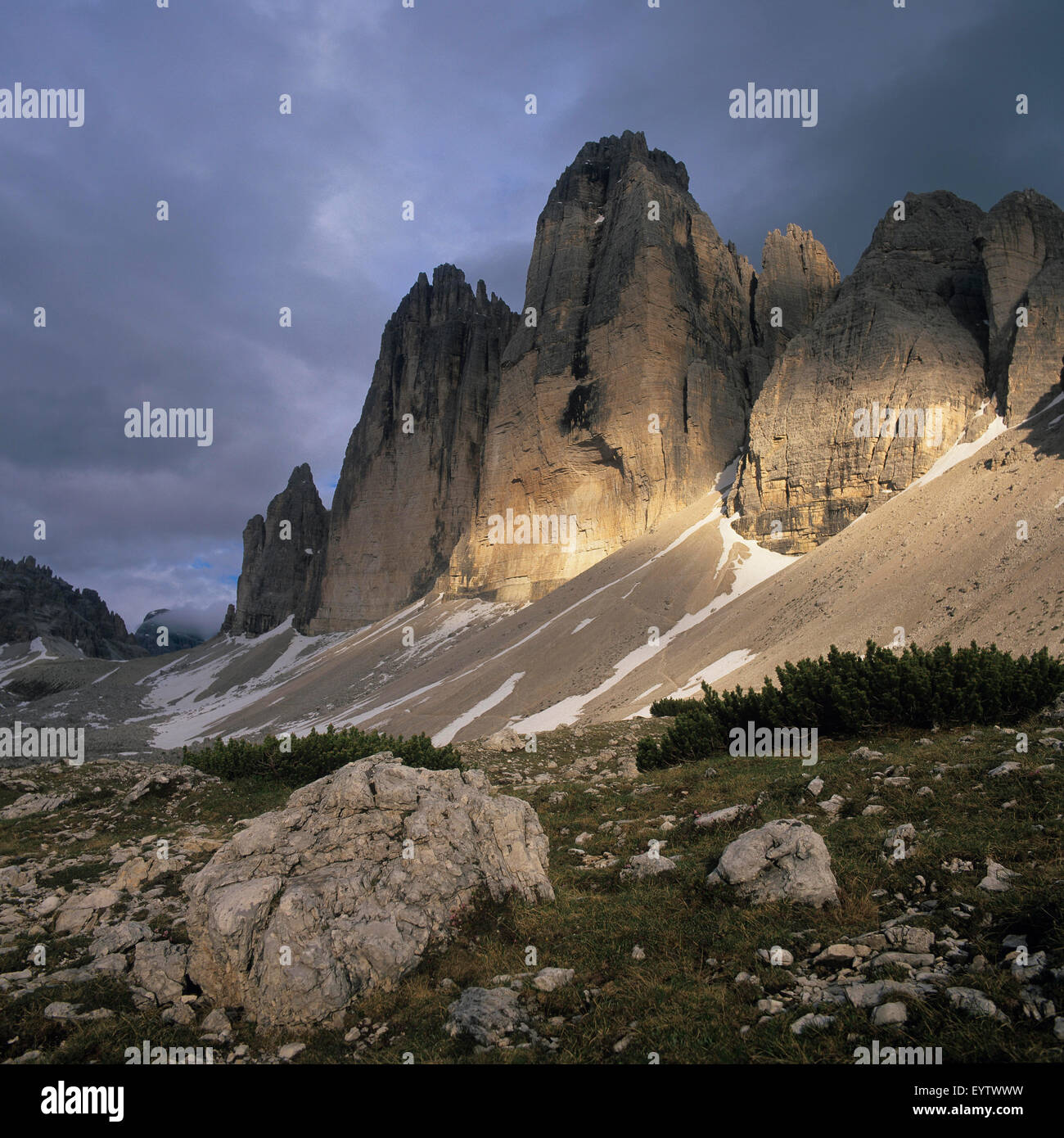 Three merlons, nature reserve Sextner the Dolomites Stock Photo - Alamy