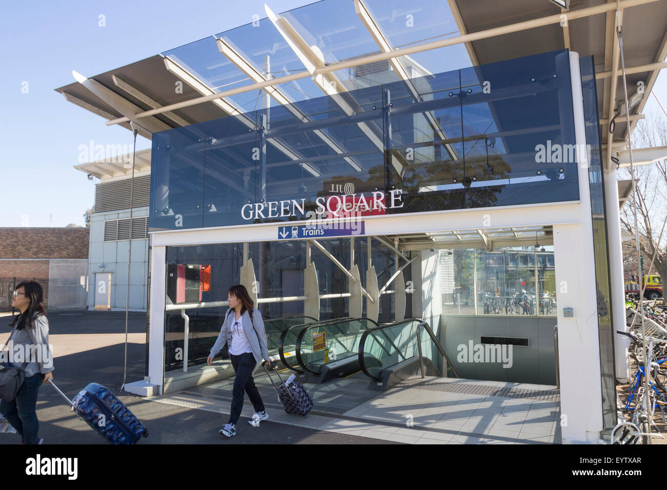 two asian ladies at Green square railway station on the sydney to ...