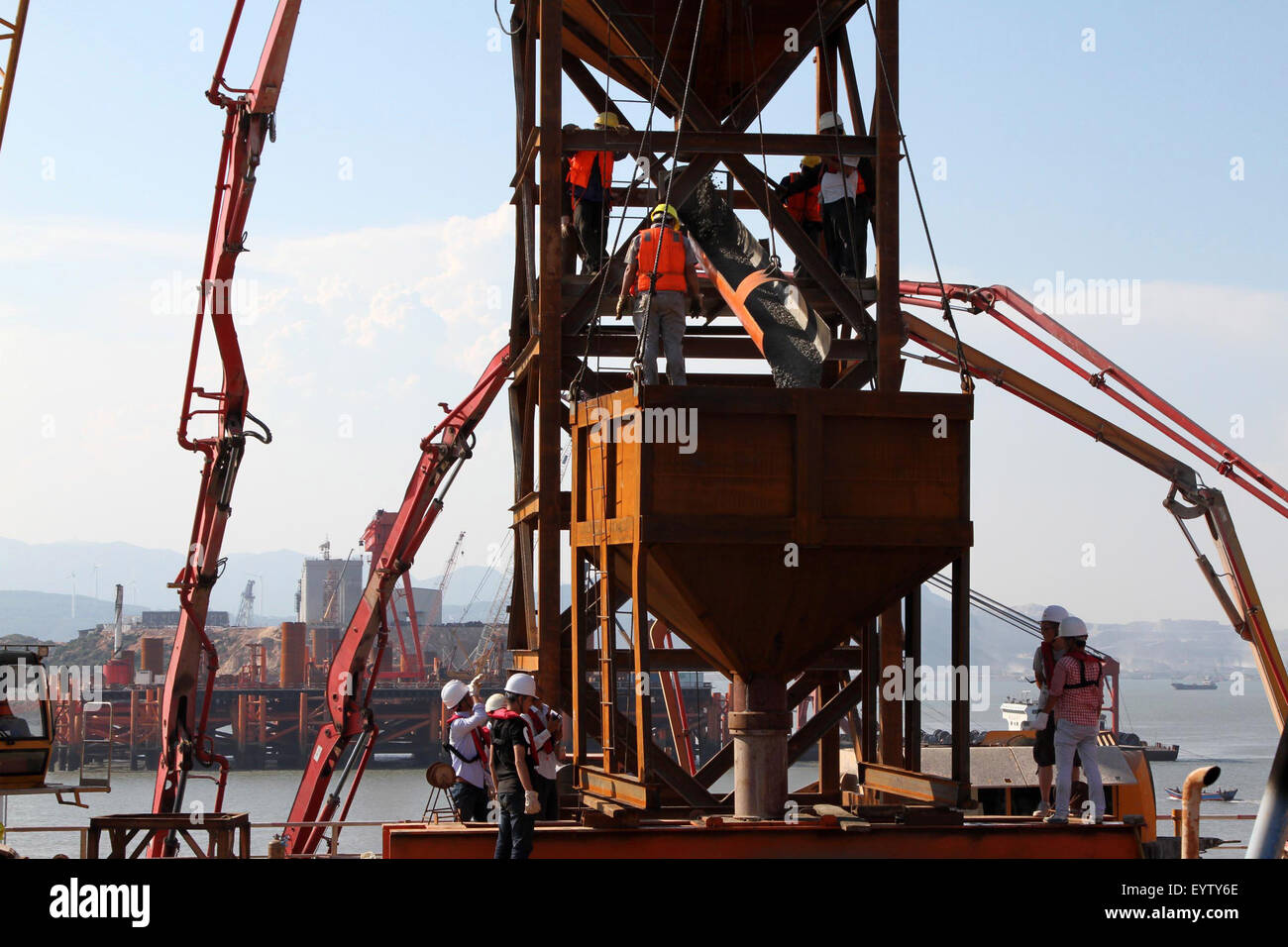 Fuzhou, Ltd. construct a main pylon pier of a cross-sea bridge in ...