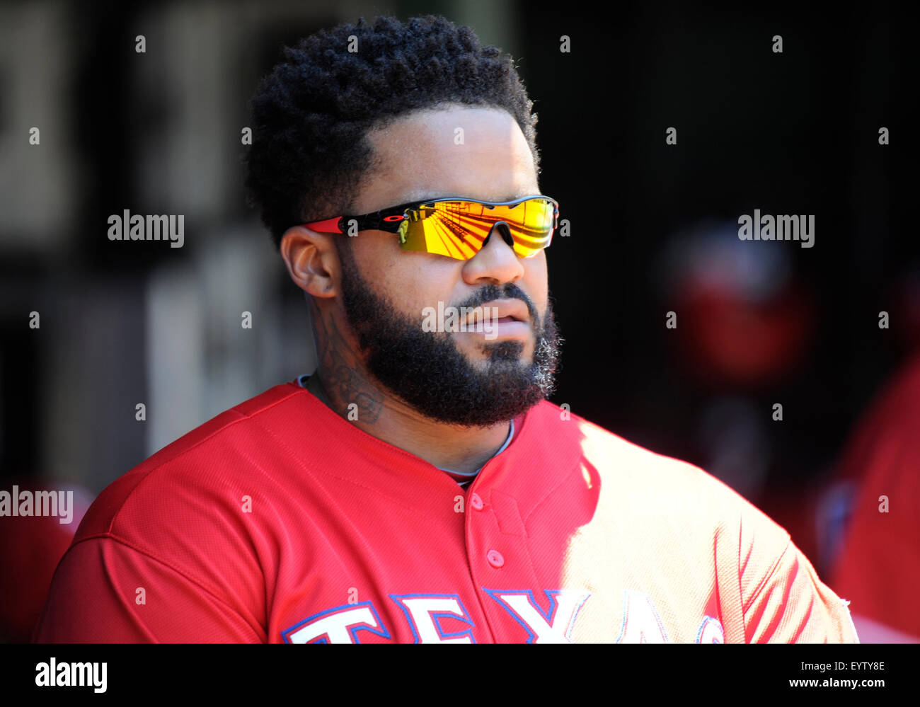 AUG 02, 2015: Texas Rangers designated hitter Prince Fielder #84 during ...