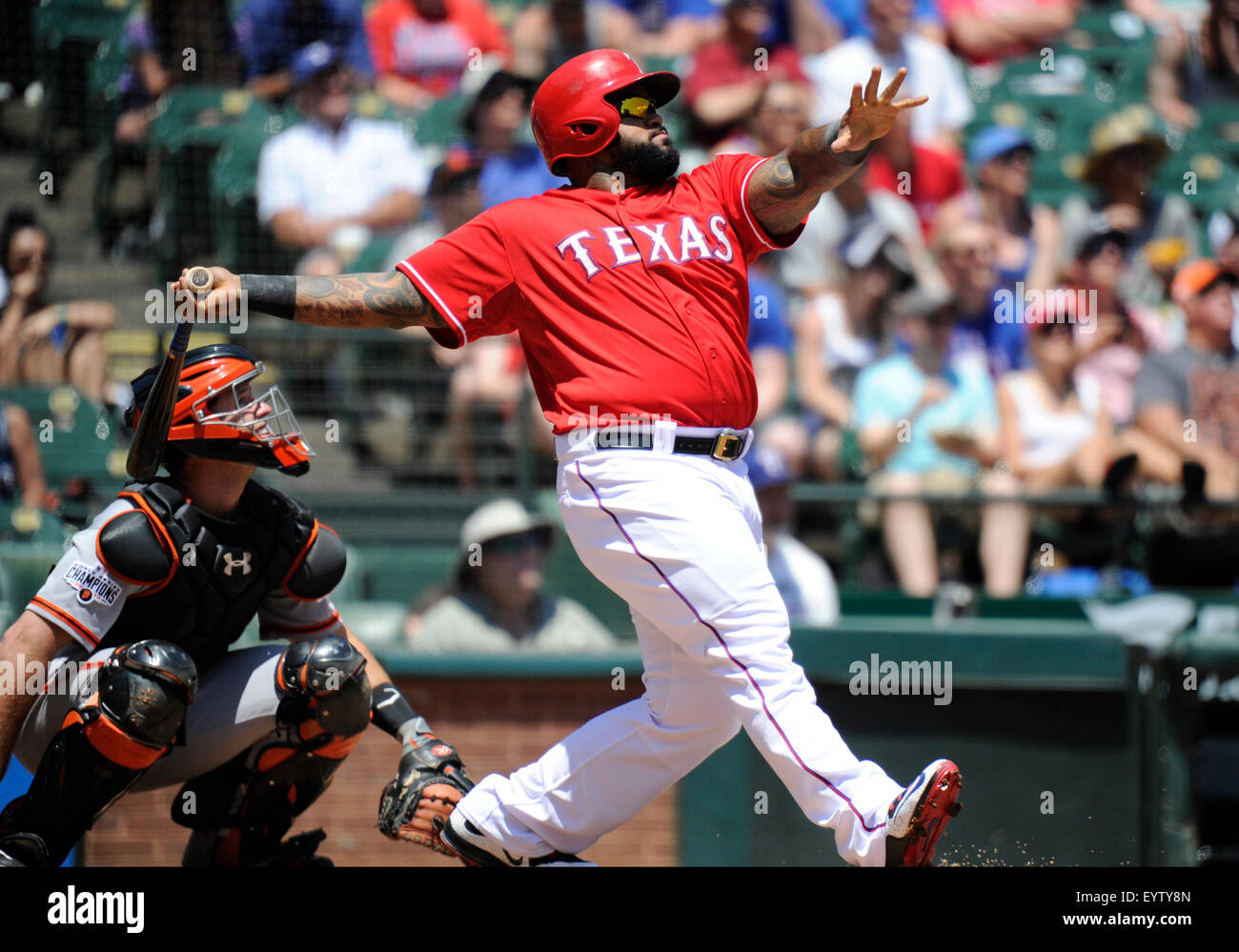 AUG 02, 2015: Texas Rangers designated hitter Prince Fielder #84 during ...