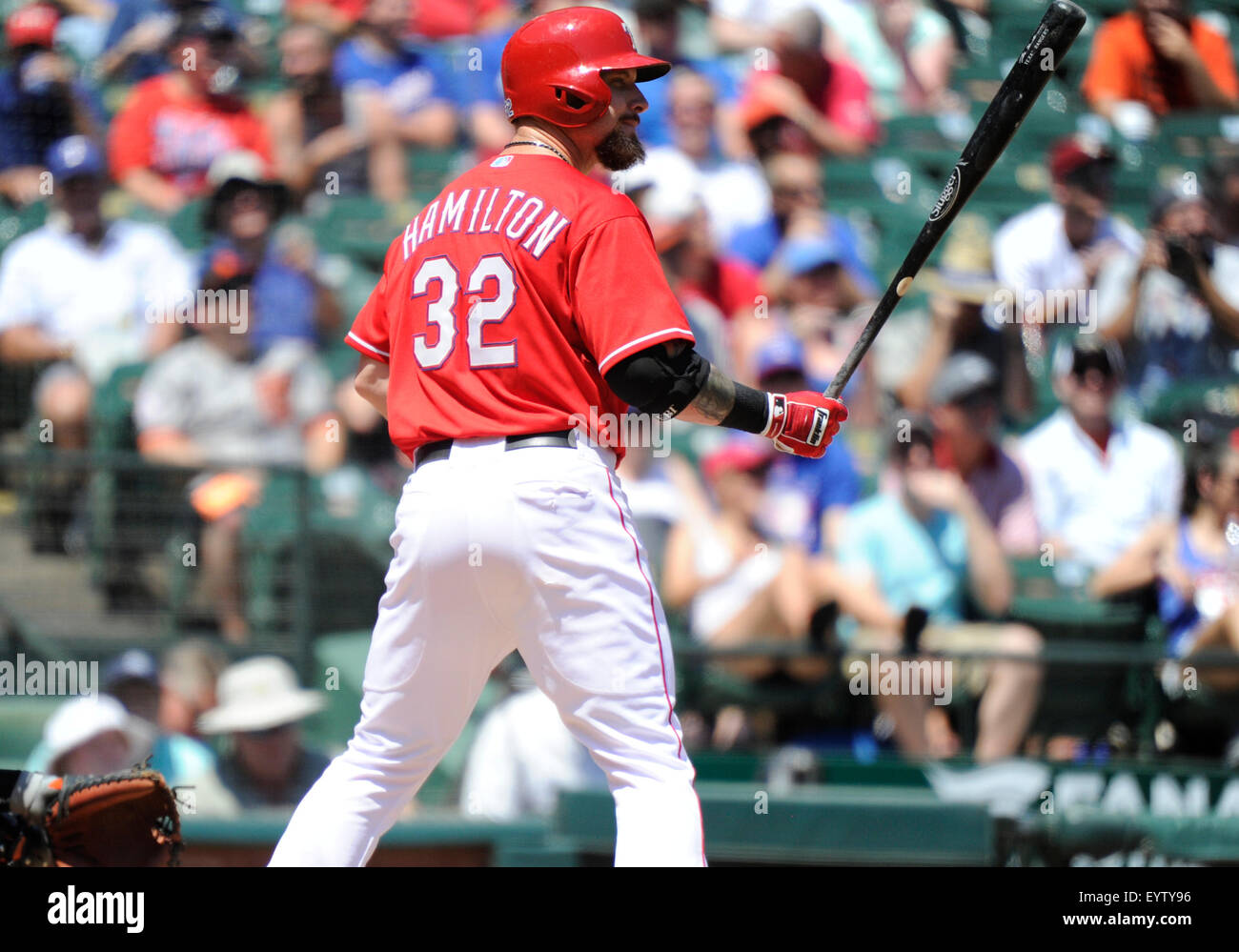 AUG 02, 2015: Texas Rangers left fielder Josh Hamilton #32 during an ...