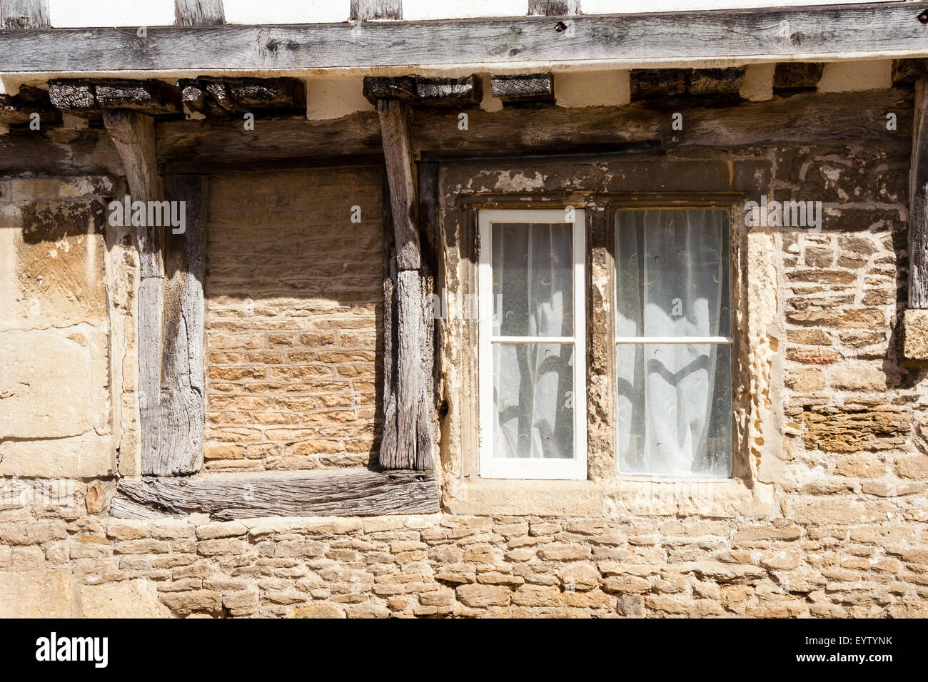 England, Lacock.. Construction details of 16th century stone house ...