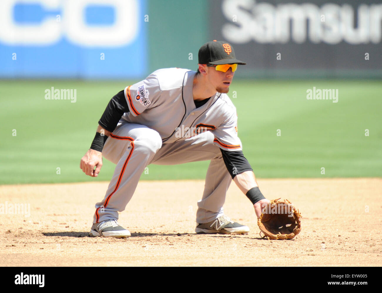 AUG 02, 2015: San Francisco Giants third baseman Matt Duffy #5 during ...
