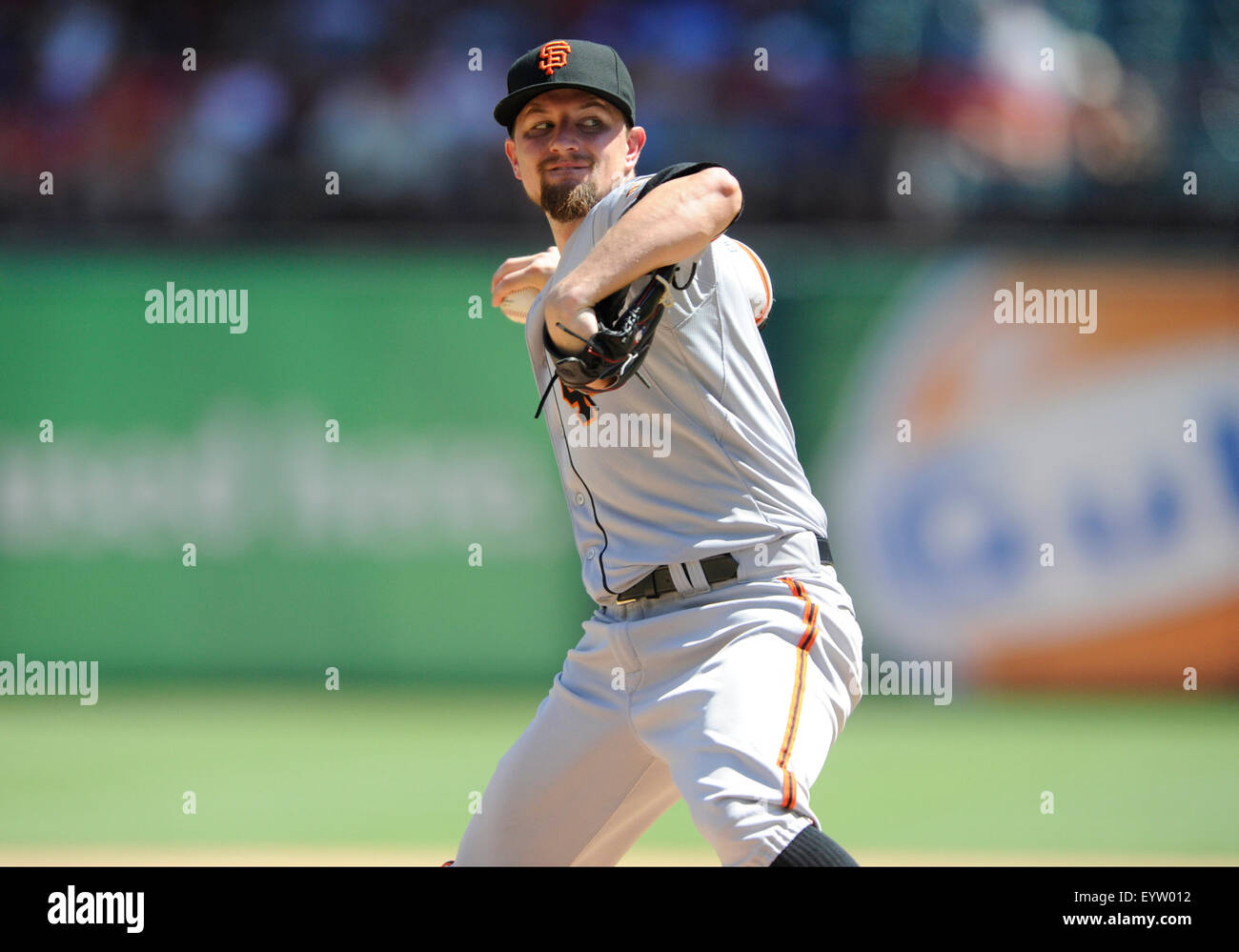 AUG 02, 2015: San Francisco Giants starting pitcher Mike Leake #13 ...