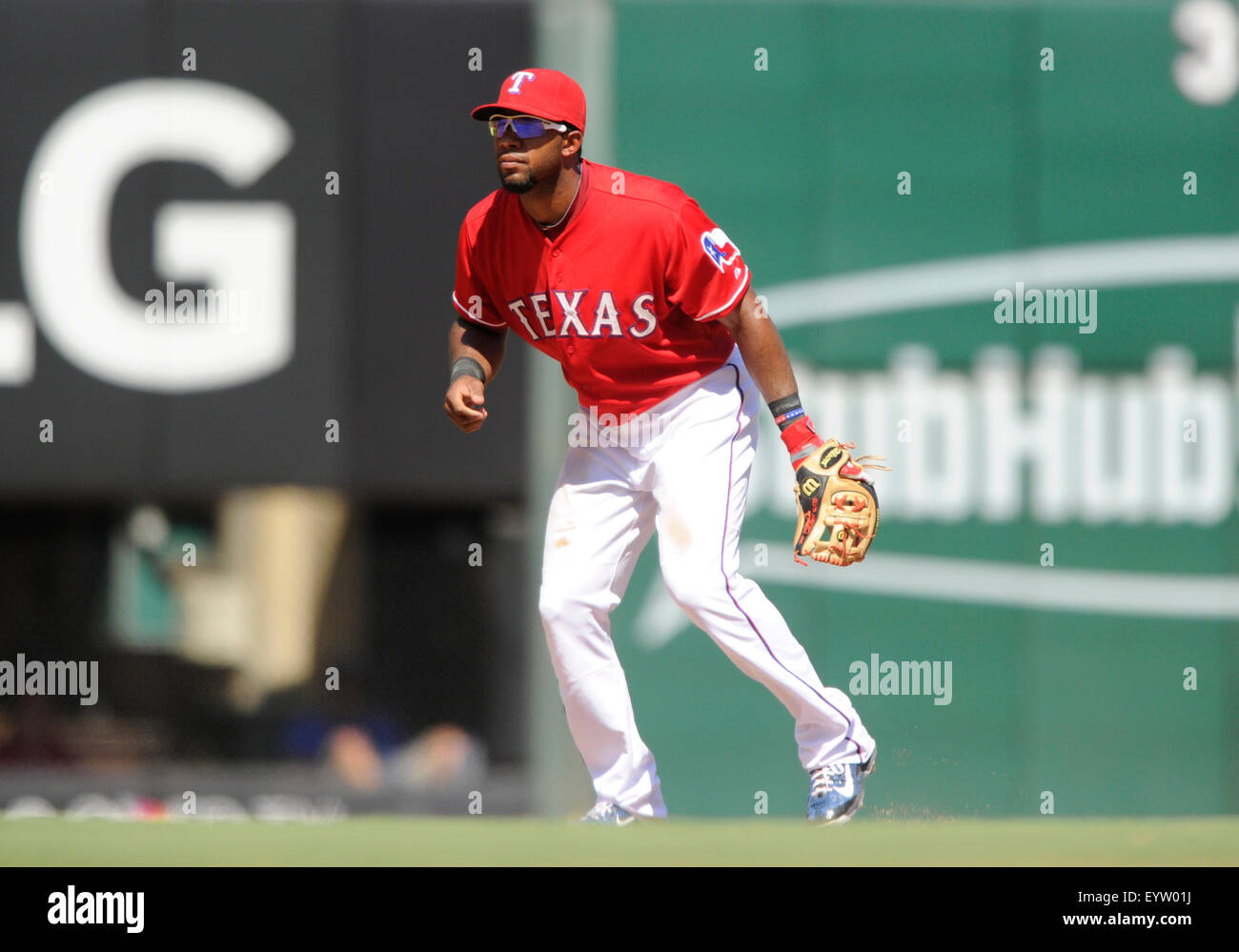AUG 02, 2015: Texas Rangers shortstop Elvis Andrus #1 during an MLB ...