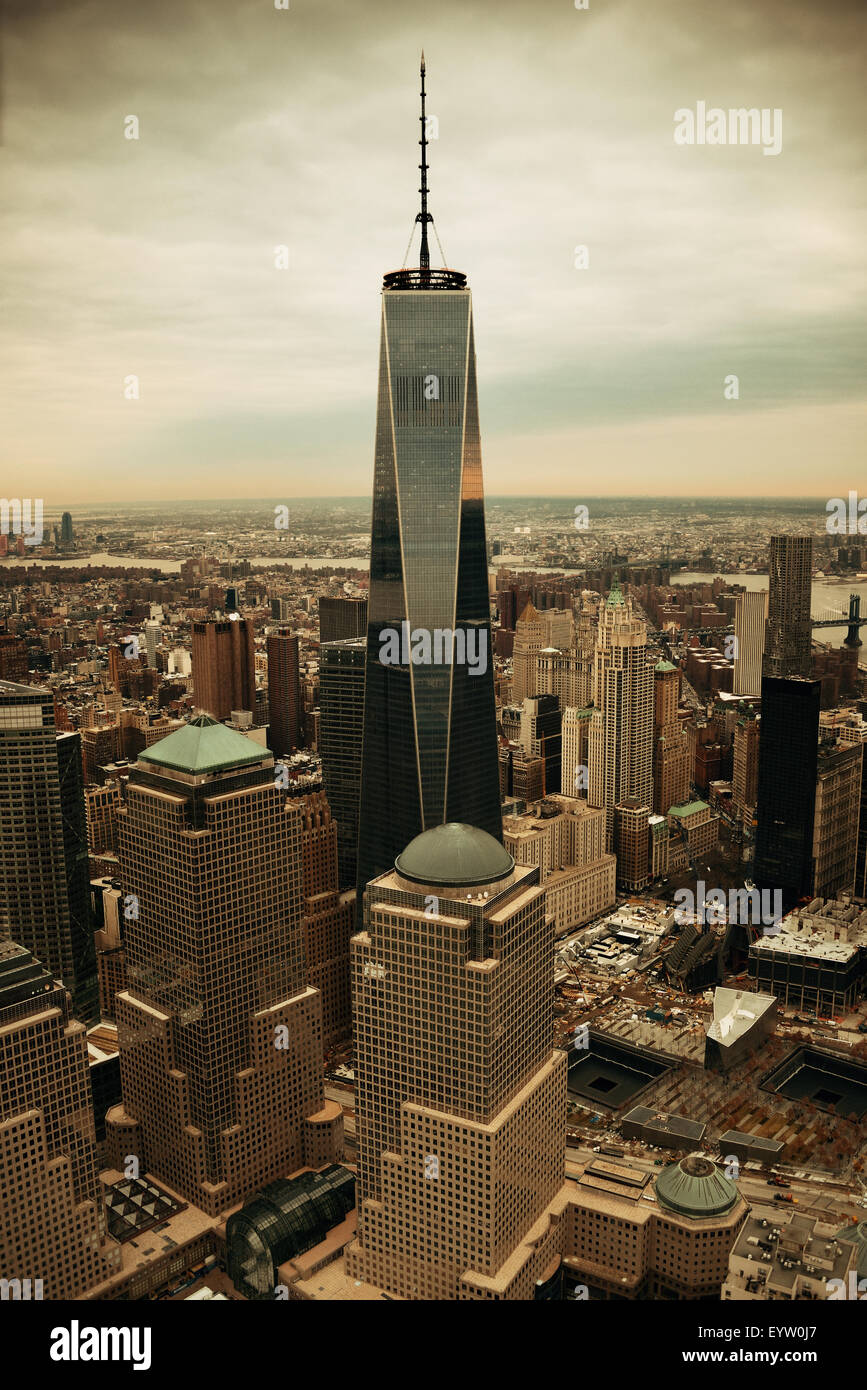 NEW YORK CITY- JAN 20: One World Trade Center aerial view on January 20 ...