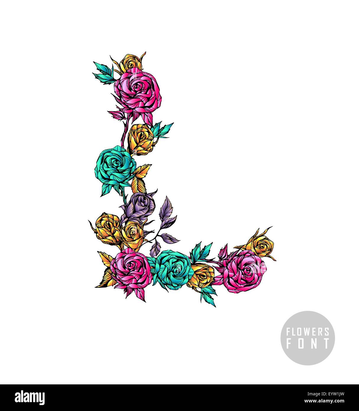 Vector colorful flower font Stock Vector Image & Art - Alamy